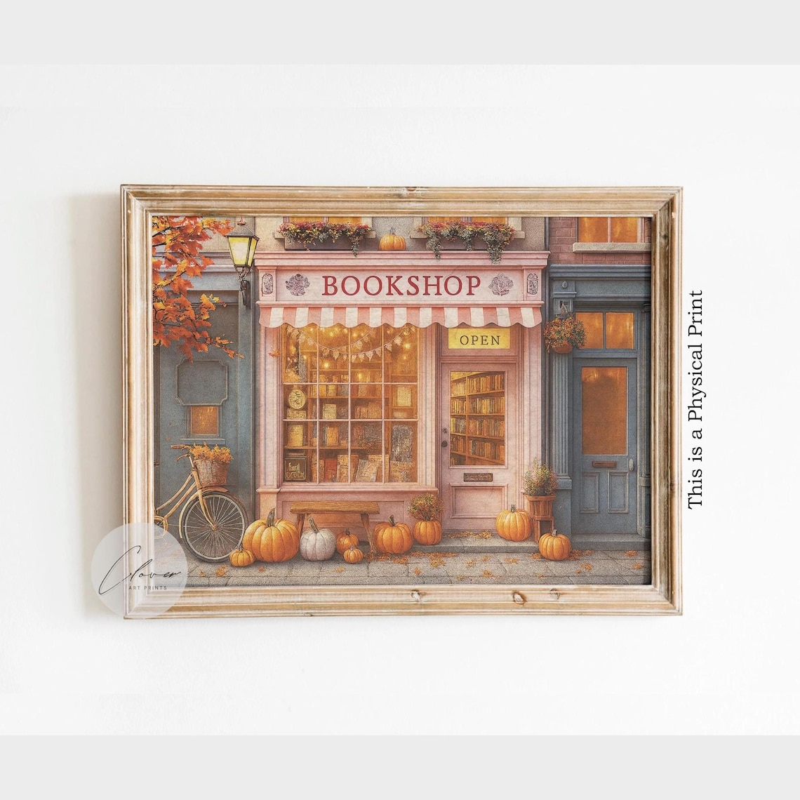 Cozy Autumn Bookshop Art, Vintage Bookstore, Fall Reading Nook Decor ...