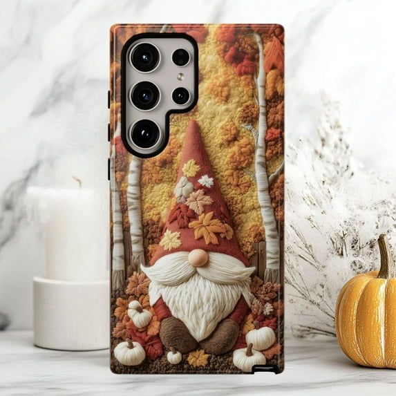 Cozy Autumn Embroidery Look Case with a Fall Gnome, Pumpkins, and Birch ...