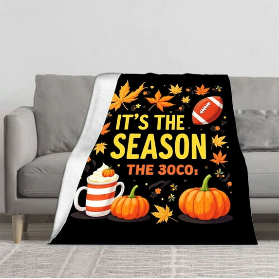 Cozy Autumn Flannel Blanket - Soft Warm Durable Design with Fall Leaves ...