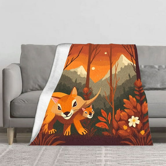 Cozy Autumn Forest Flannel Blanket - Soft Warm Durable Design with ...