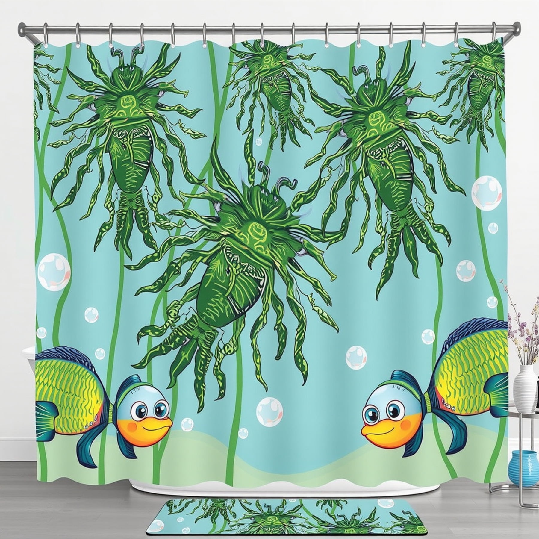 Cozy Autumn Pumpkins Shower Curtain with Rustic Woodgrain Background ...