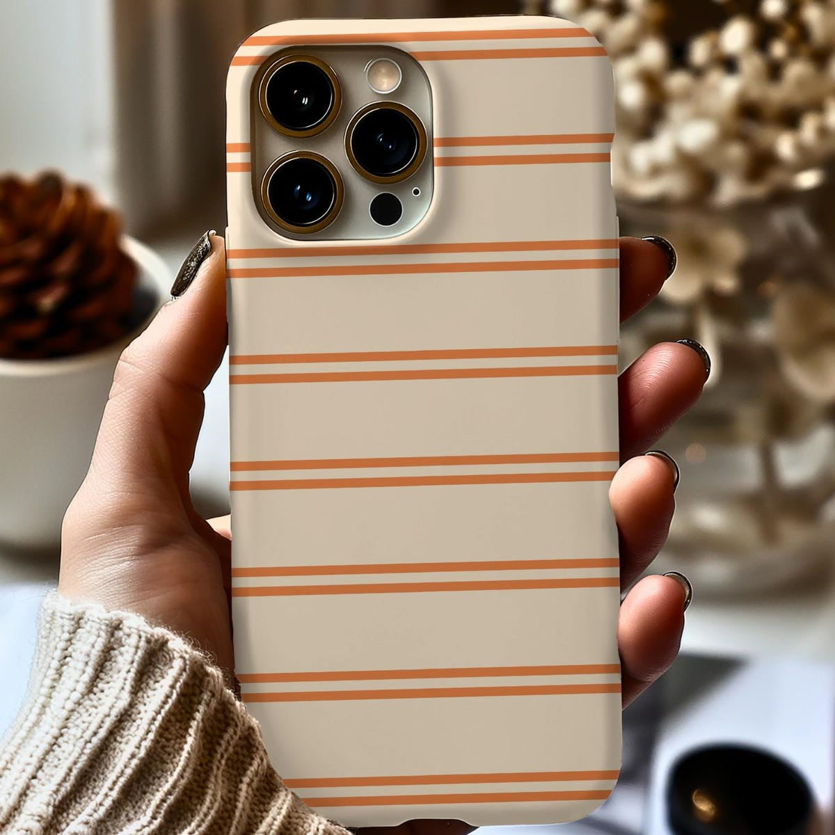 Cozy Autumn Striped Fall Minimalist Vibe Phone Case with iPhone 17 to ...