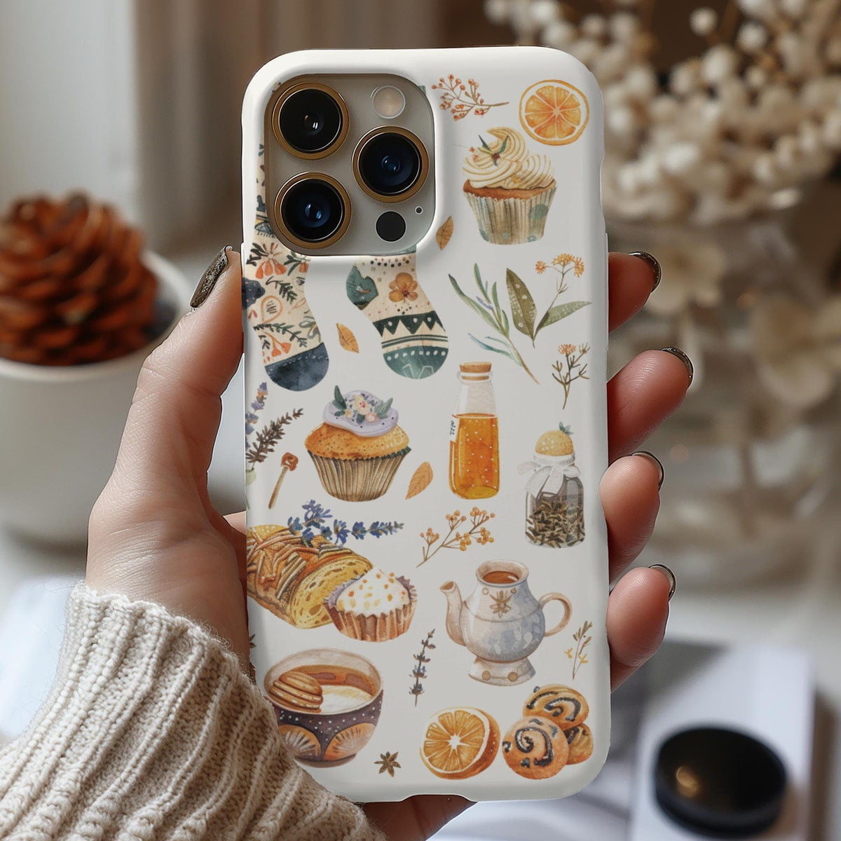 Cozy Autumn Tea Floral Leaves Collage Phone Case with iPhone 17 to 11 ...