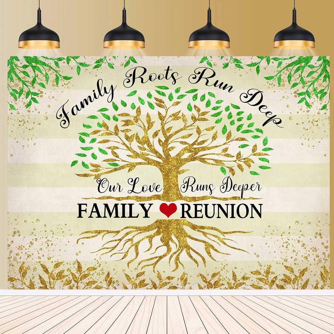 Cozy Backdrop Family Reunion Backdrop Family Tree Leaves Family Members ...
