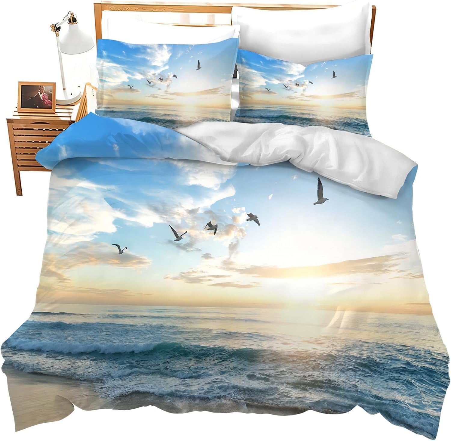 Cozy Beach Ocean Bedding Set in Twin, Full, Queen, King Sizes with ...