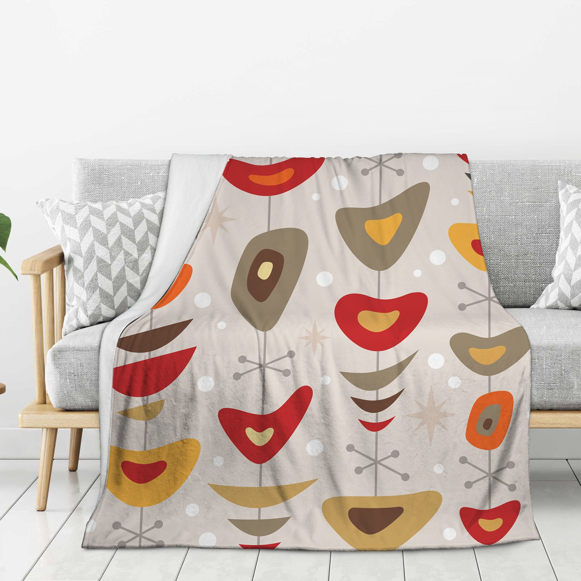 Cozy Bed Blanket Mid Century Modern Art Geometric Super Soft Throw ...