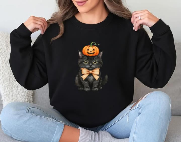 Cozy Black Cat Fall Collection Autumn Season Graphic Sweatshirt ...