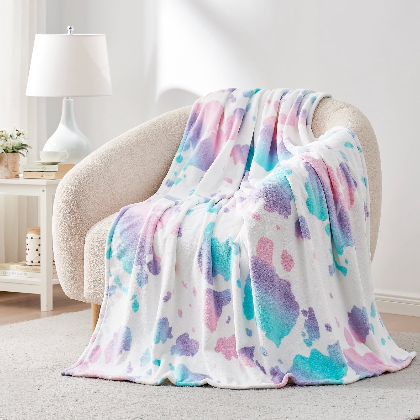 Cozy Bliss Cow Print Throw Blanket Plush Bed Blanket,Dreamy Color, 50 ...