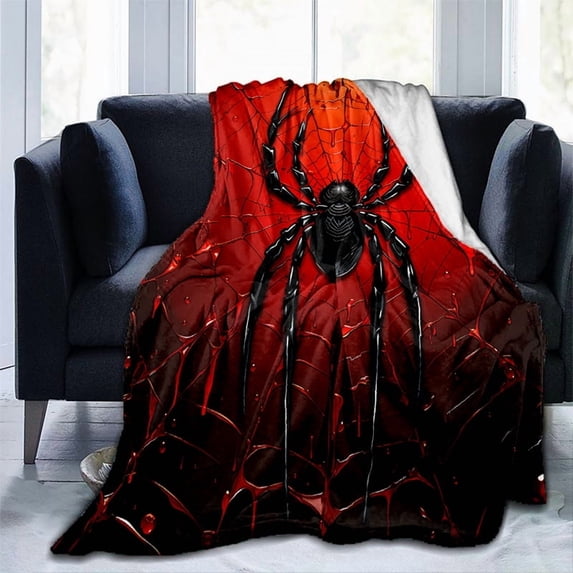 Cozy Blood Halloween Spider Web Print Flannel Throw Blanket ...