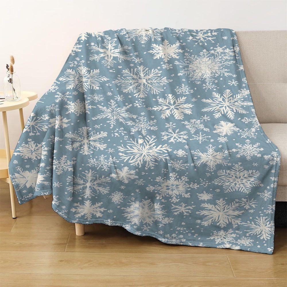 Cozy Blue Snowflake Christmas Flannel Throw Blanket - Soft, Warm ...