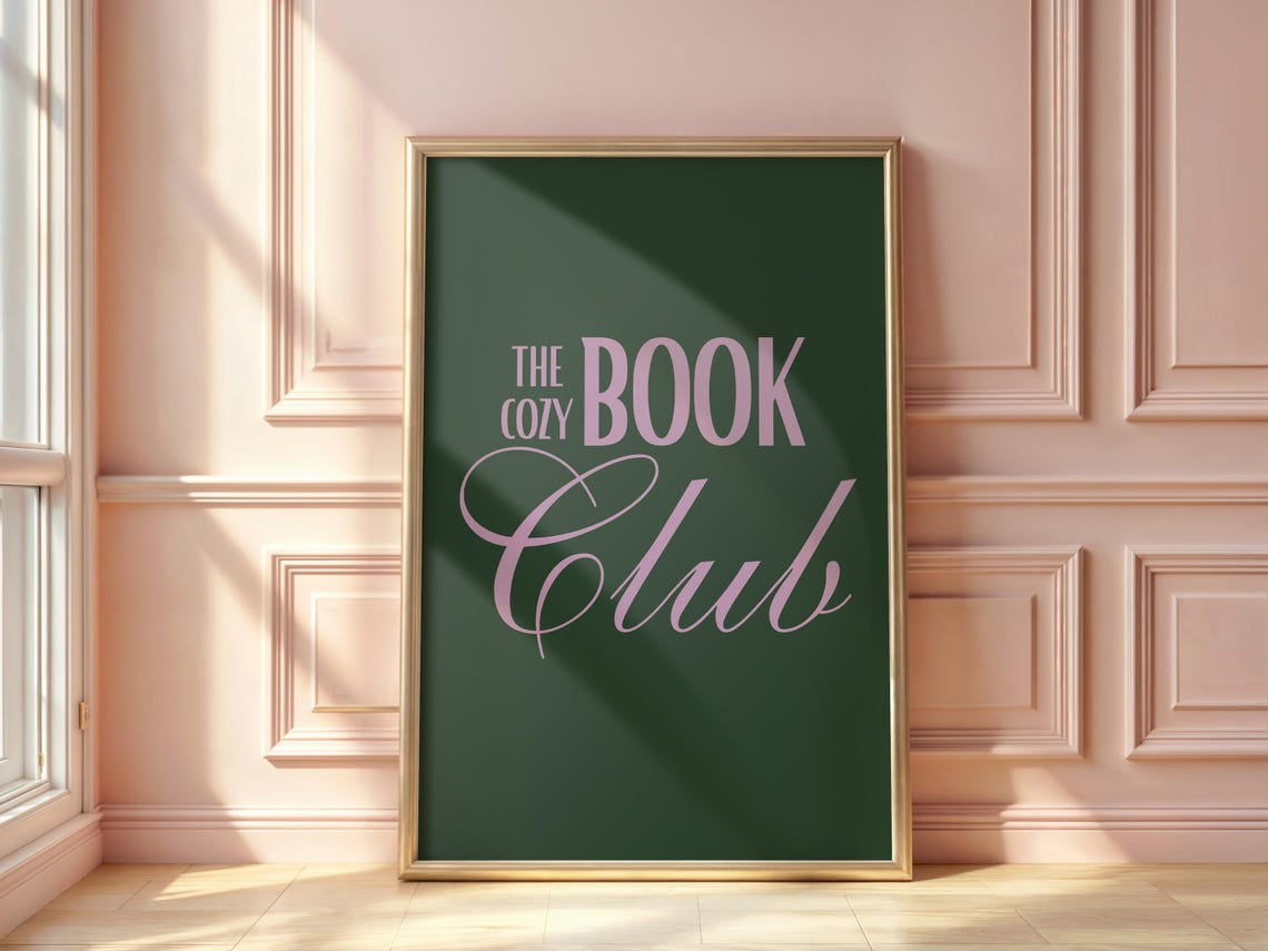 Cozy Book Club Print Poster Vintage Style Reading Nook Decor, Size ...