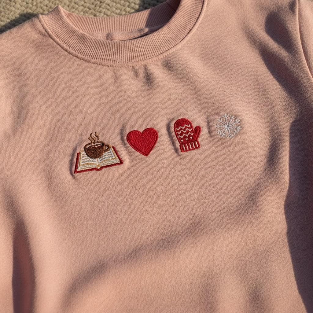 Cozy Book Lover Embroidered Sweatshirt, Reading Heart Mittens Hoodie ...