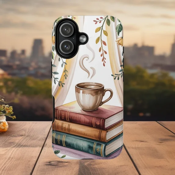 Cozy Book Lover Floral Protective Cover for iPhone 11 12 13 14 15 16 17 ...