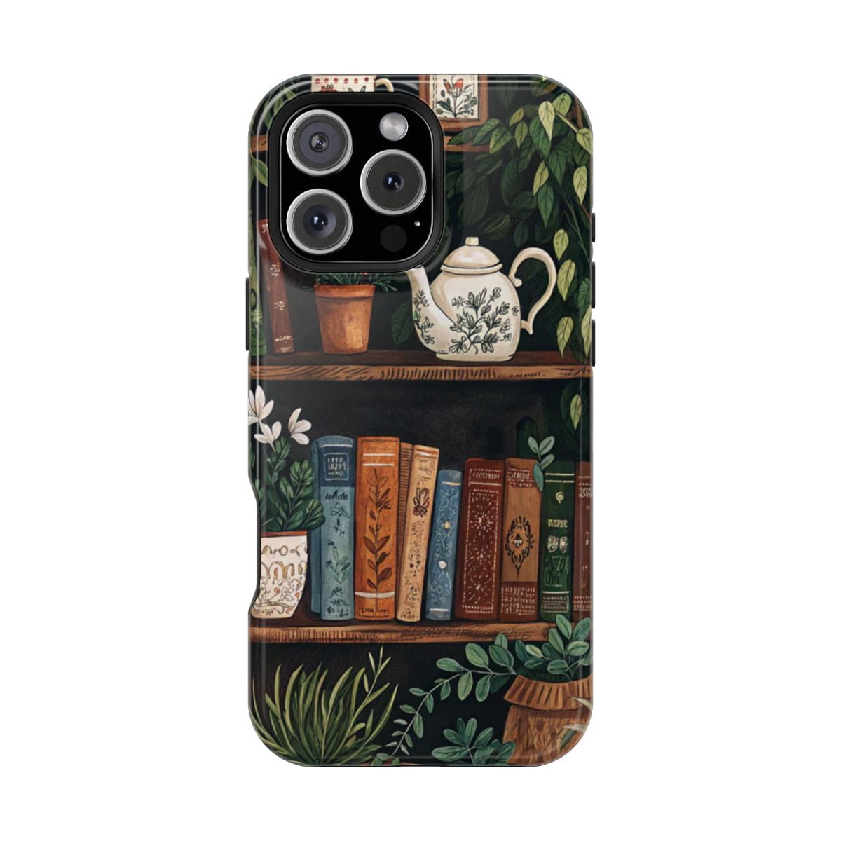 Cozy Book Nook Tough Case, Botanical Bookshelf Design Plants Teapot ...