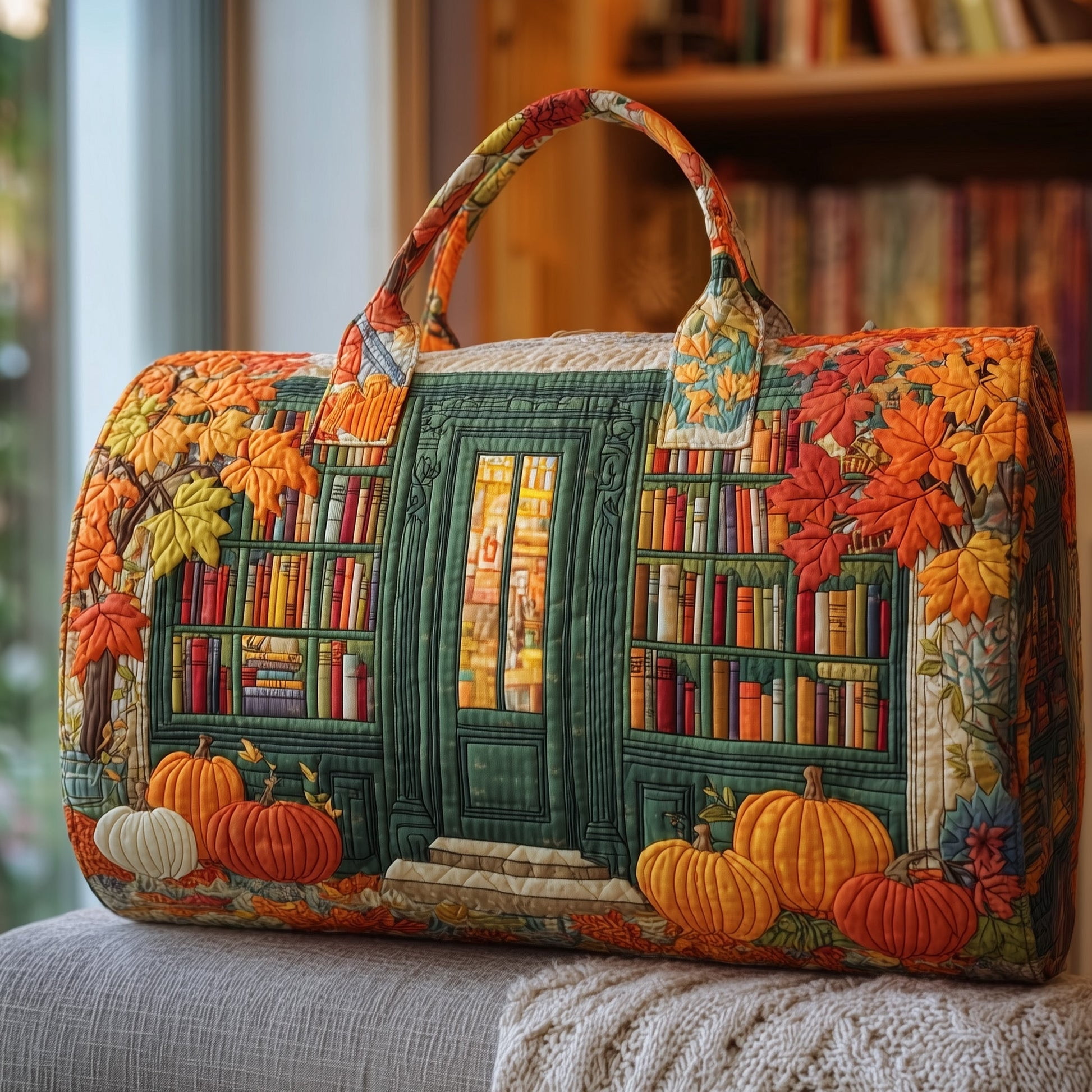 Cozy Book Store Quilted Duffle Bag, Quited Travel Tote Bag, Quited ...