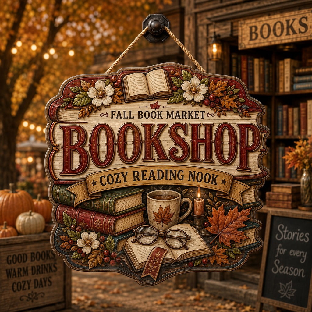 Cozy Bookshop Door Sign Fall Welcome Decor - Walmart.com