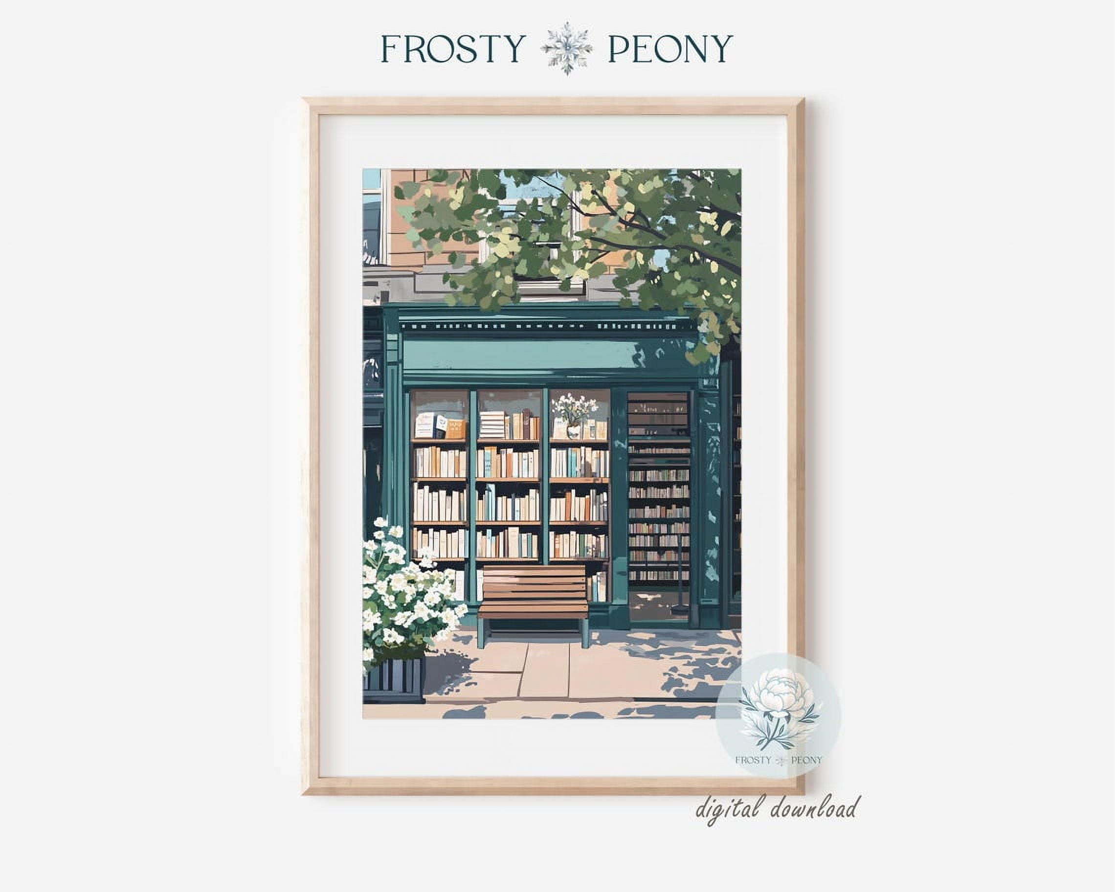 Cozy Bookstore Art Print, Peaceful Reading Corner Wall Art, Vintage ...