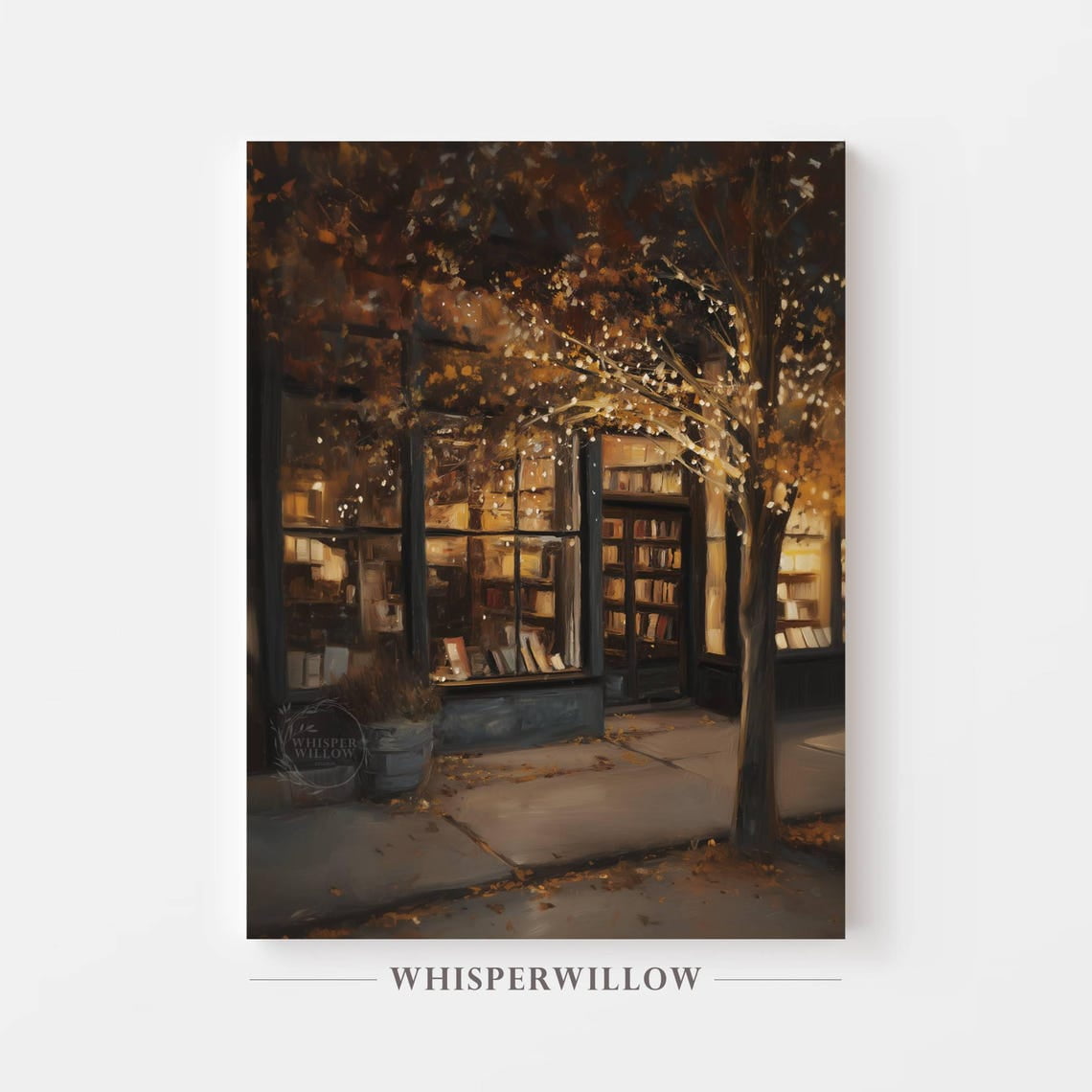 Cozy Bookstore Wall Art, Romantic Cottagecore Autumn or Winter Holiday ...