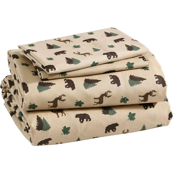 Cozy Cabin 4-Piece Queen Microfiber Bedding Sheet Set with Deep Pockets ...