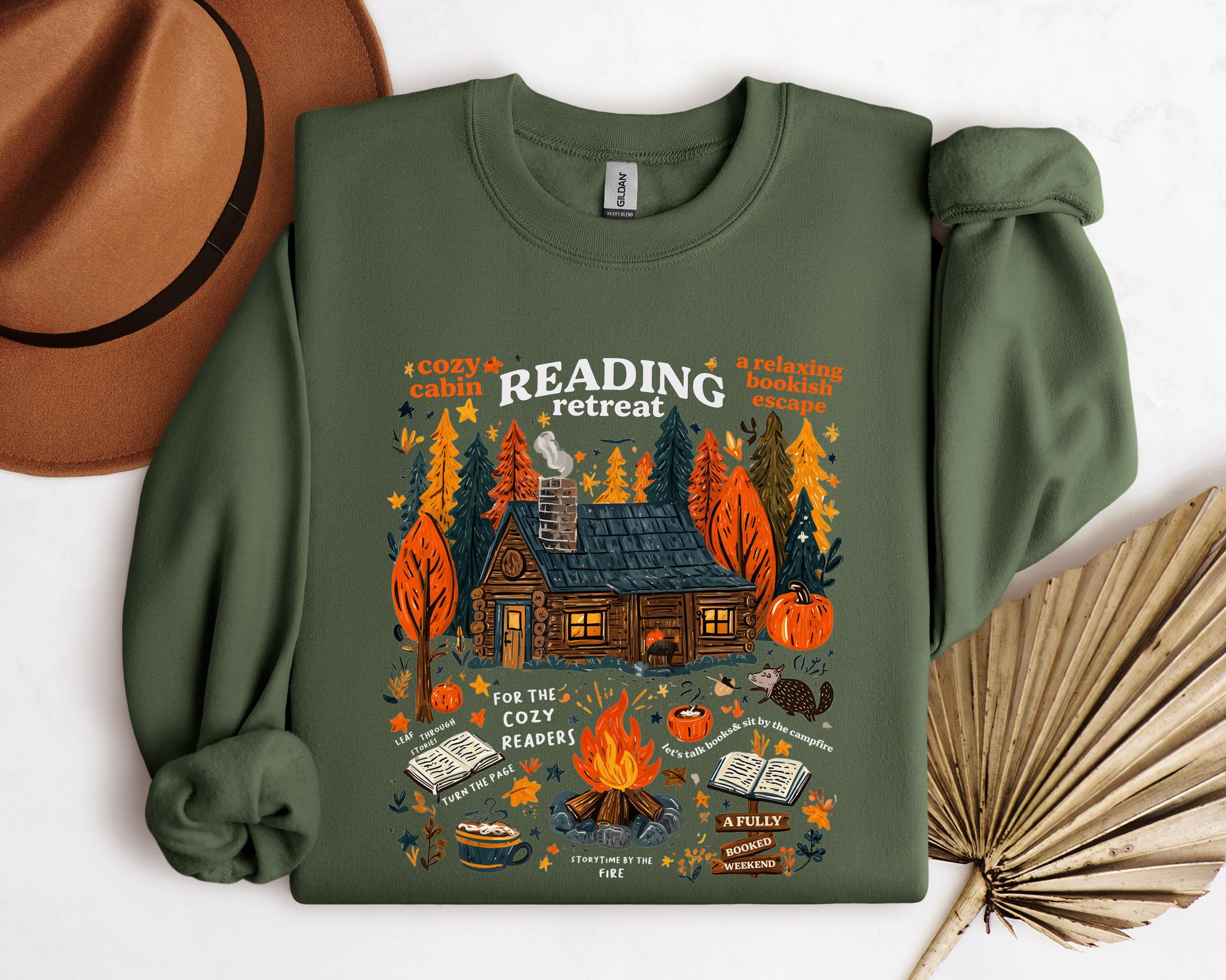 Cozy Cabin Reading Retreat Sweatshirt, Fall Bookish Sweatshirt, Autumn ...