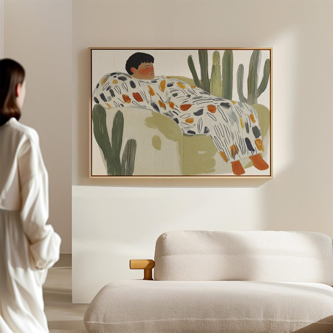 Cozy Cactus-Inspired Print, Abstract Desertearthy Tone Modern Boho ...