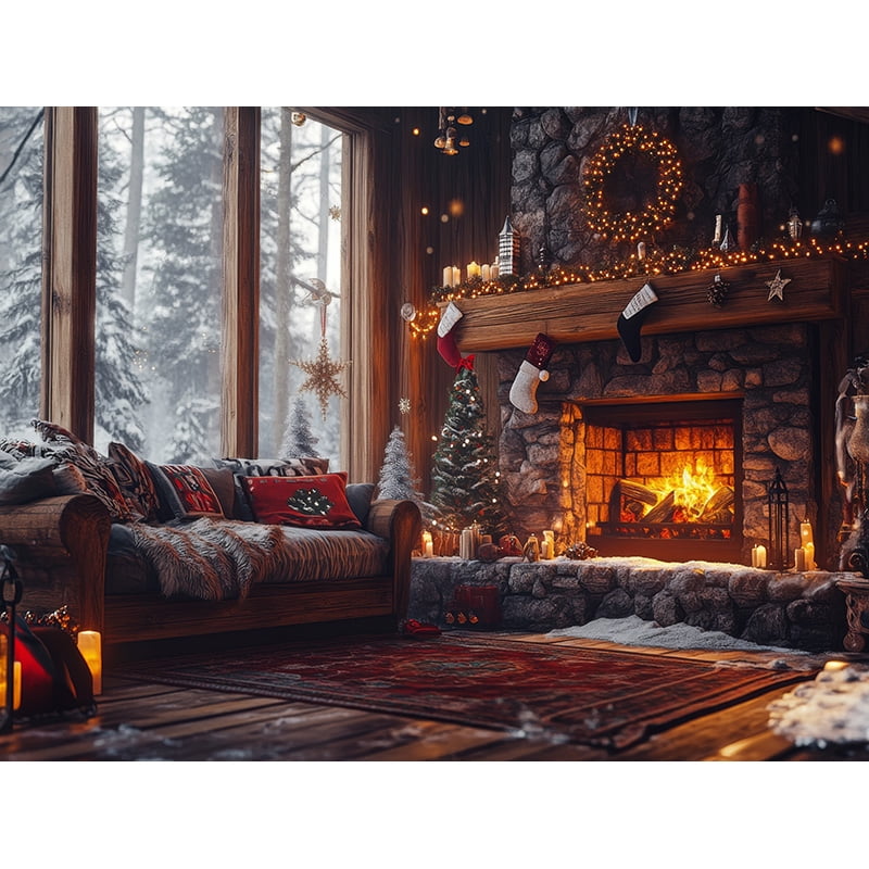 Cozy Camping Trailer Christmas Scene Photography Backdrop Props Winter ...