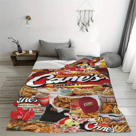 Cozy Canes Chicken Fingers Flannel Throw Blanket - Soft Polyester Knit ...