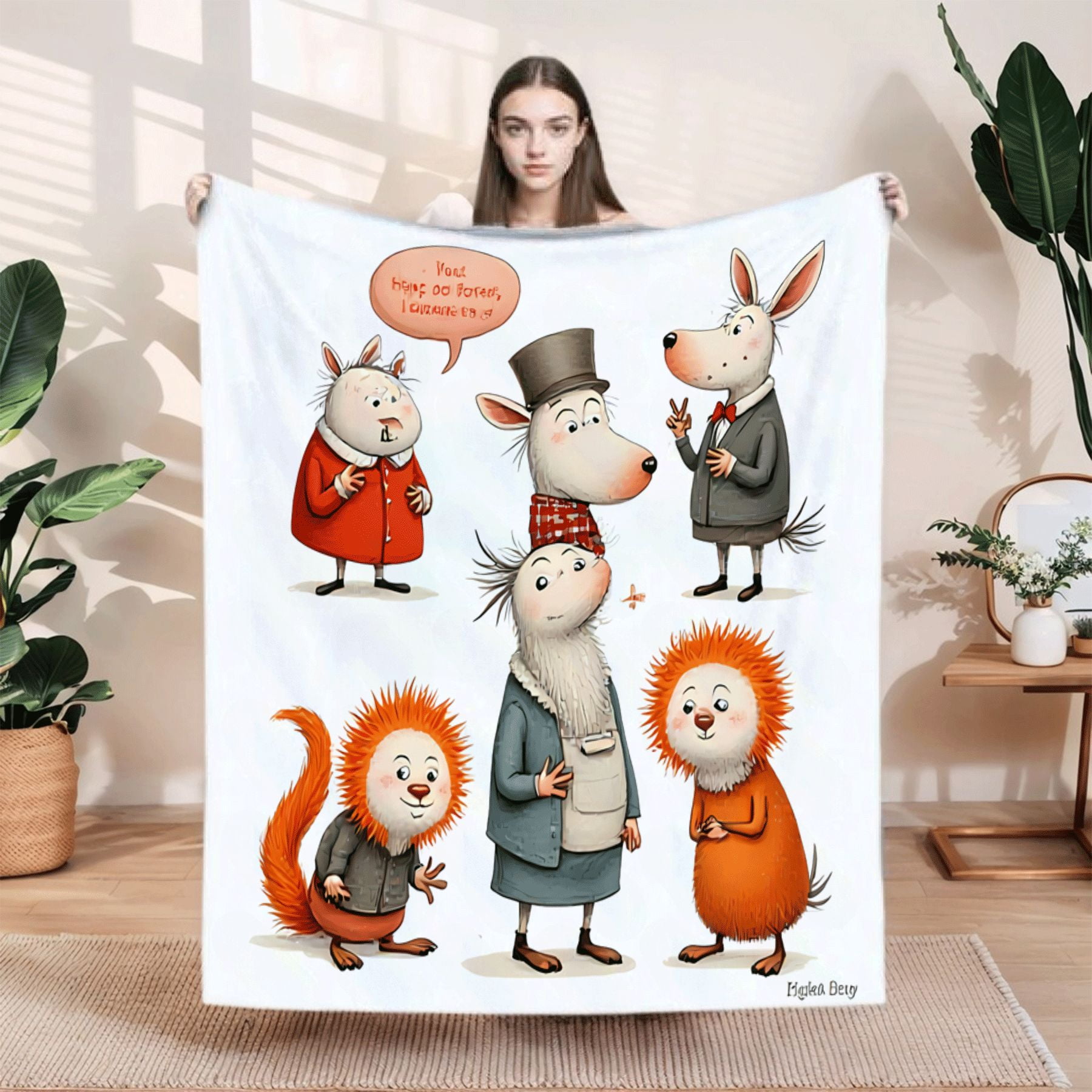 Cozy Cartoon Animal Flannel Blanket - Soft Warm Durable Throw for Sofa ...