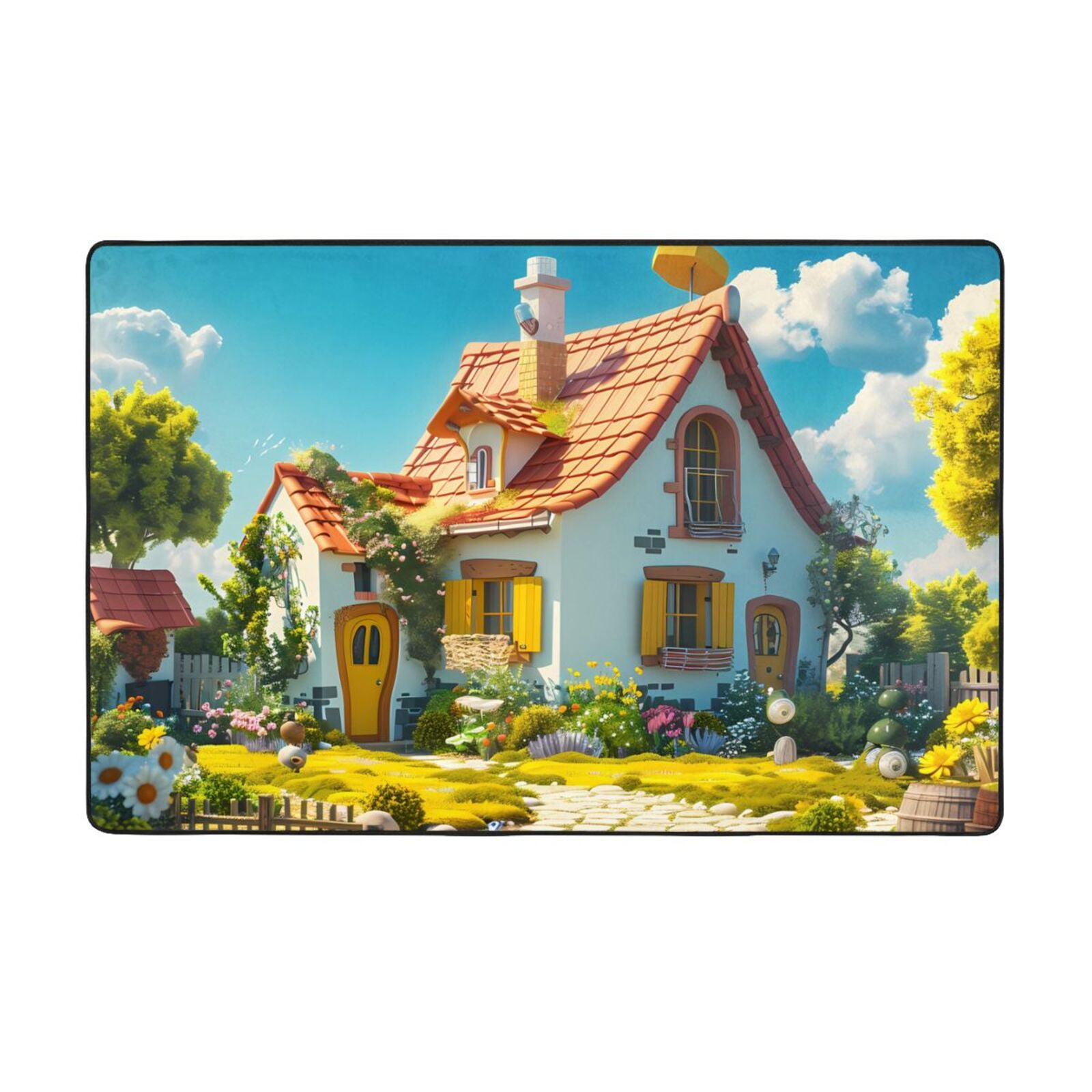 Cozy Cartoon Backyard Universal Door Mat Indoor Entrance, 60×39 Non ...