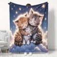 Cozy Cartoon Cats Flannel Throw Blanket - Lightweight All-Season Sofa ...