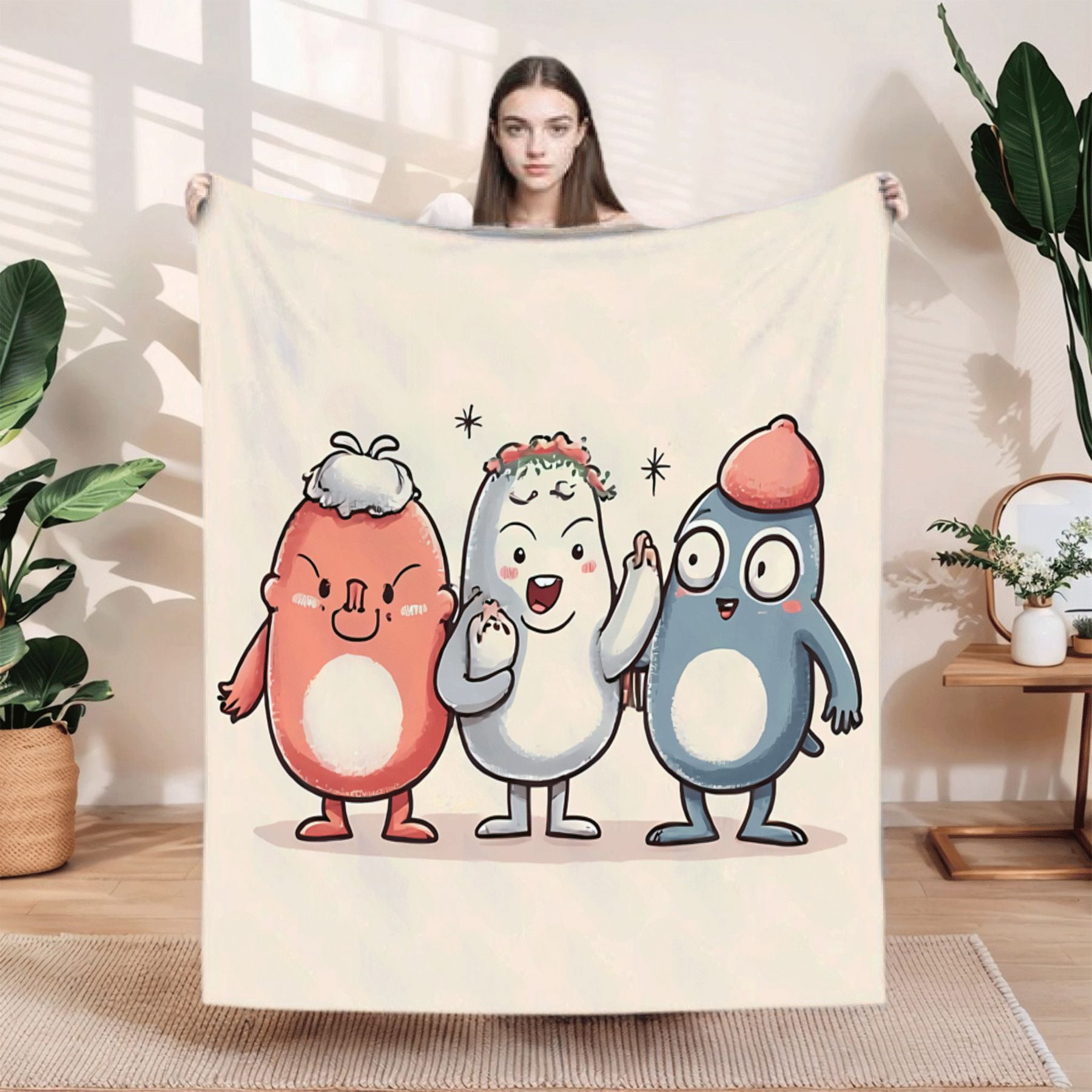 Cozy Cartoon Character Flannel Blanket - Soft Warm Durable Design ...
