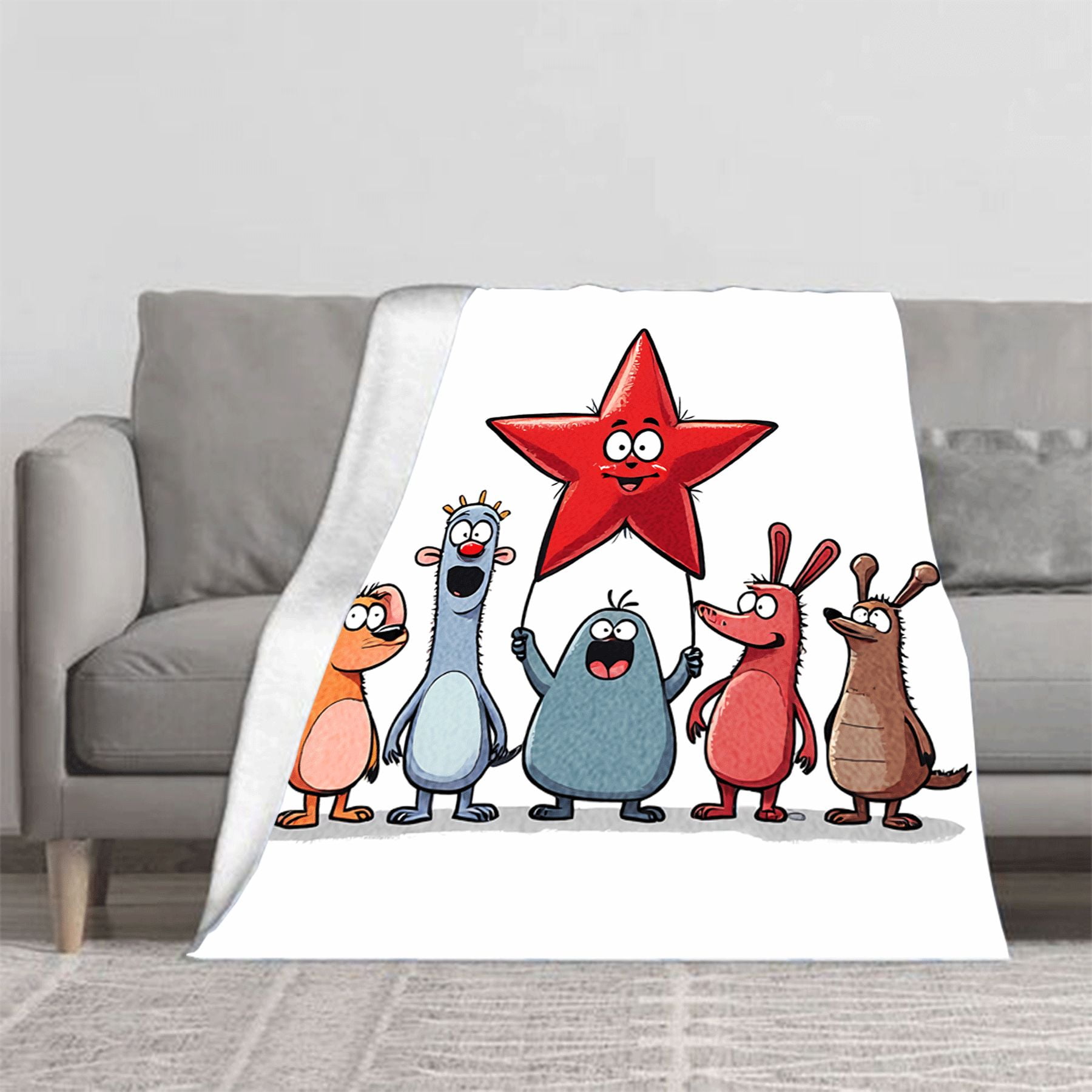 Cozy Cartoon Character Flannel Blanket - Soft Warm Durable Design ...