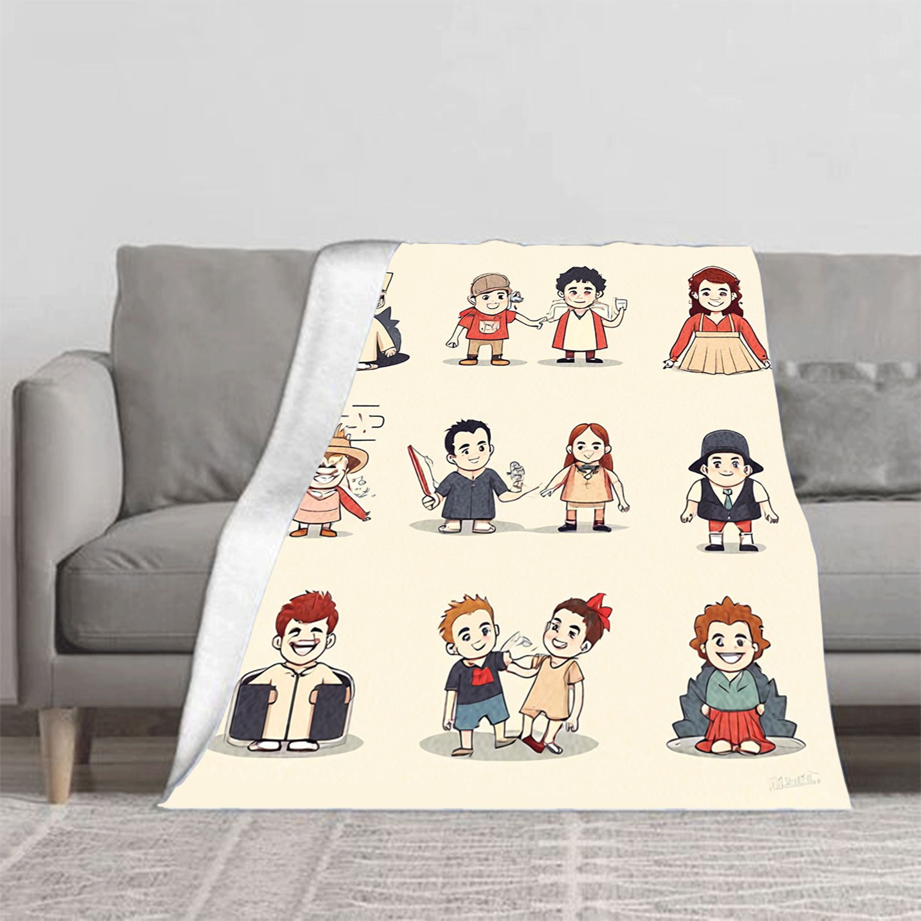 Cozy Cartoon Character Flannel Blanket - Soft Warm and Durable for Sofa ...