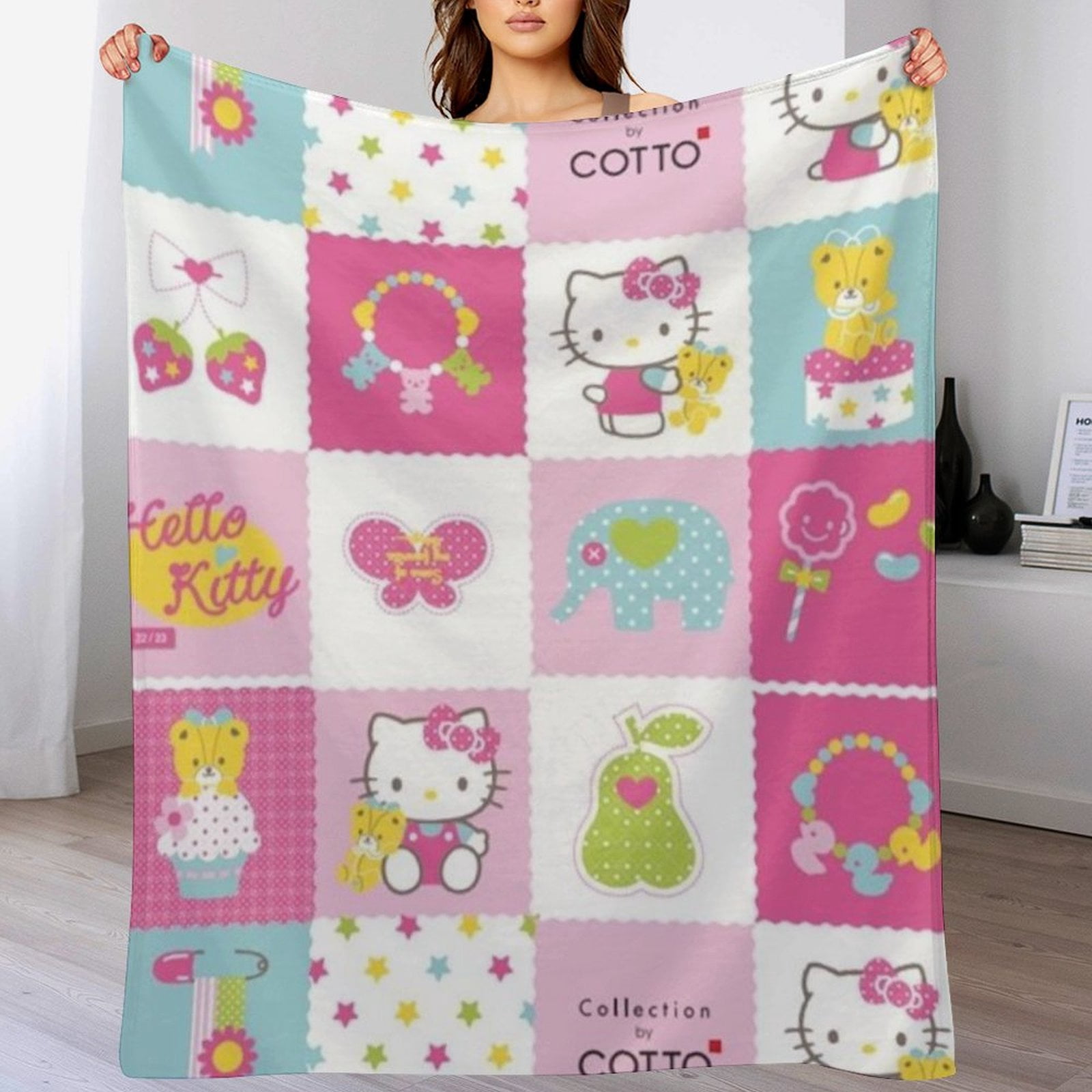Cozy Cartoon HELLO KITTY Themed Blanket - Ultra-Soft Fleece Throw Warm ...
