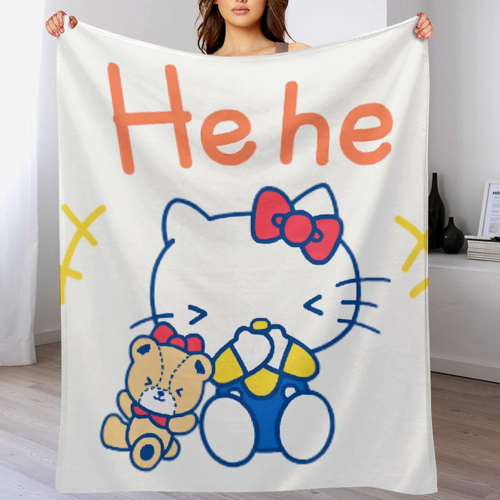 Cozy Cartoon Hello Kitty Themed Blanket - Ultra-Soft Fleece Throw Warm ...