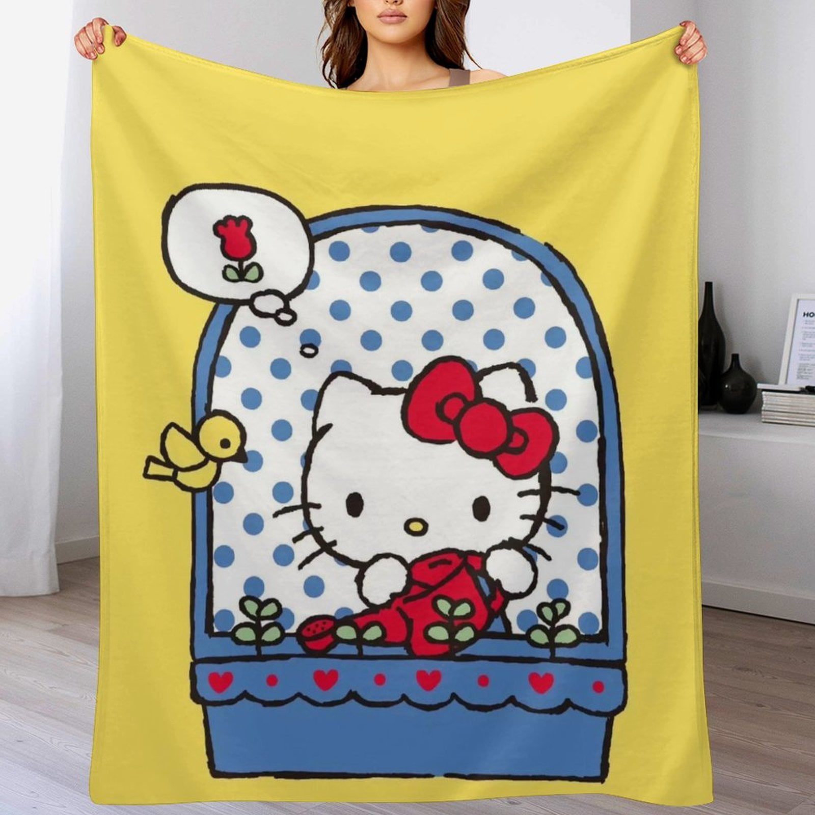 Cozy Cartoon Hello Kitty Themed Blanket - Ultra-Soft Fleece Throw Warm ...