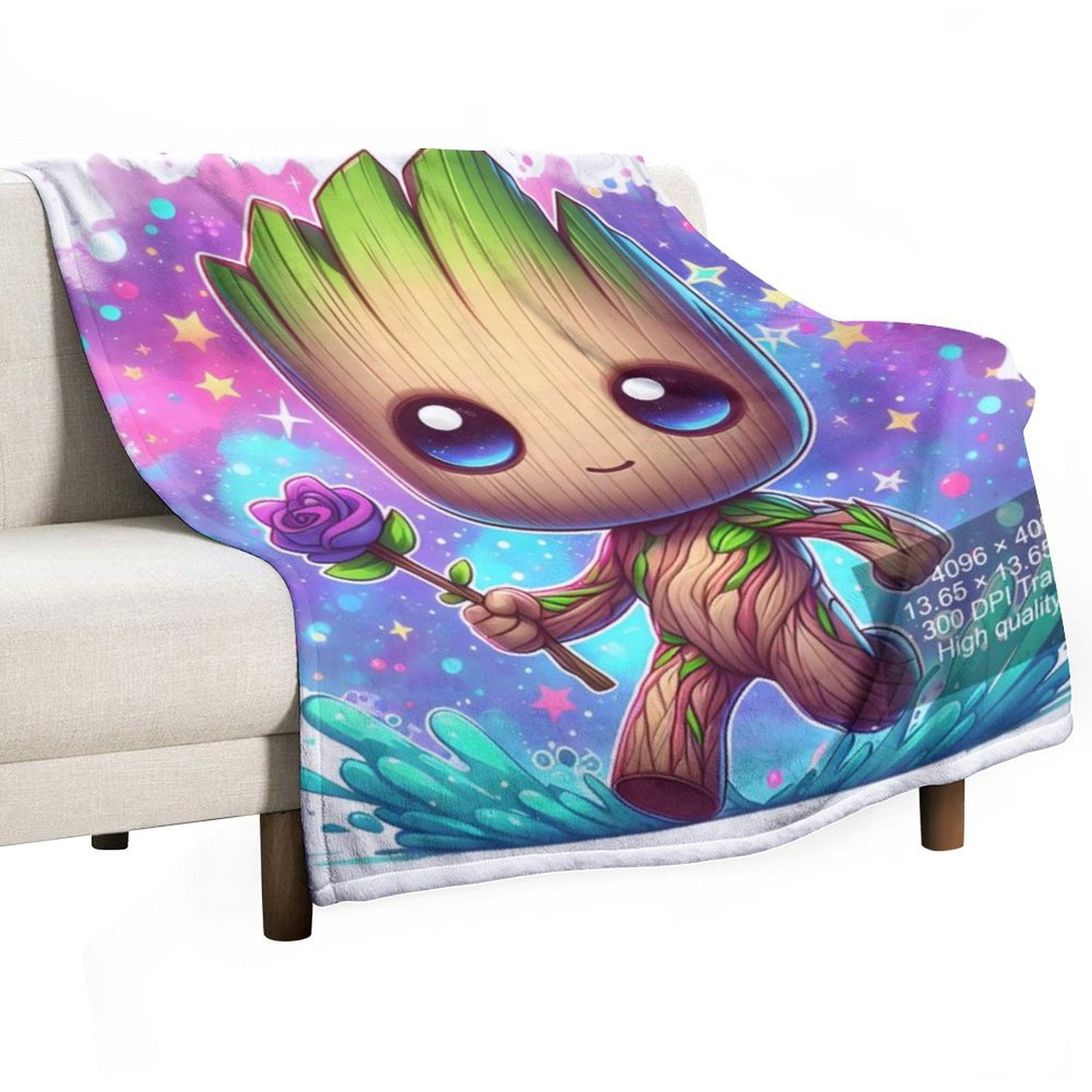 Cozy Cartoon I Am Groot Themed Blanket - Ultra-Soft Fleece Throw Warm ...