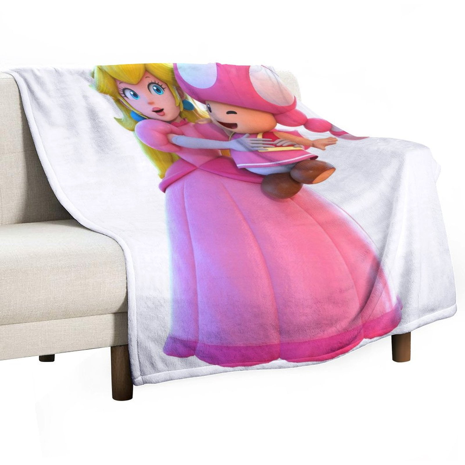 Cozy Cartoon Mario Princess Peach Themed Blanket - Ultra-Soft Fleece ...