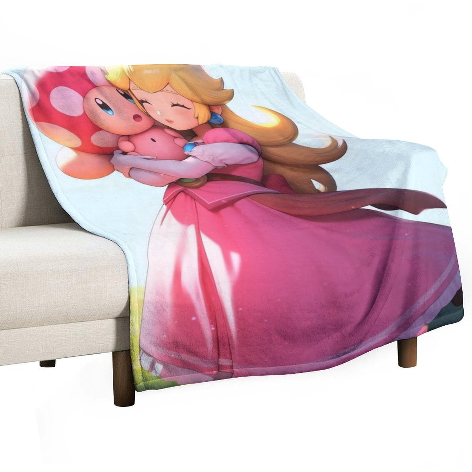 Cozy Cartoon Mario Princess Peach Themed Blanket - Ultra-Soft Fleece ...