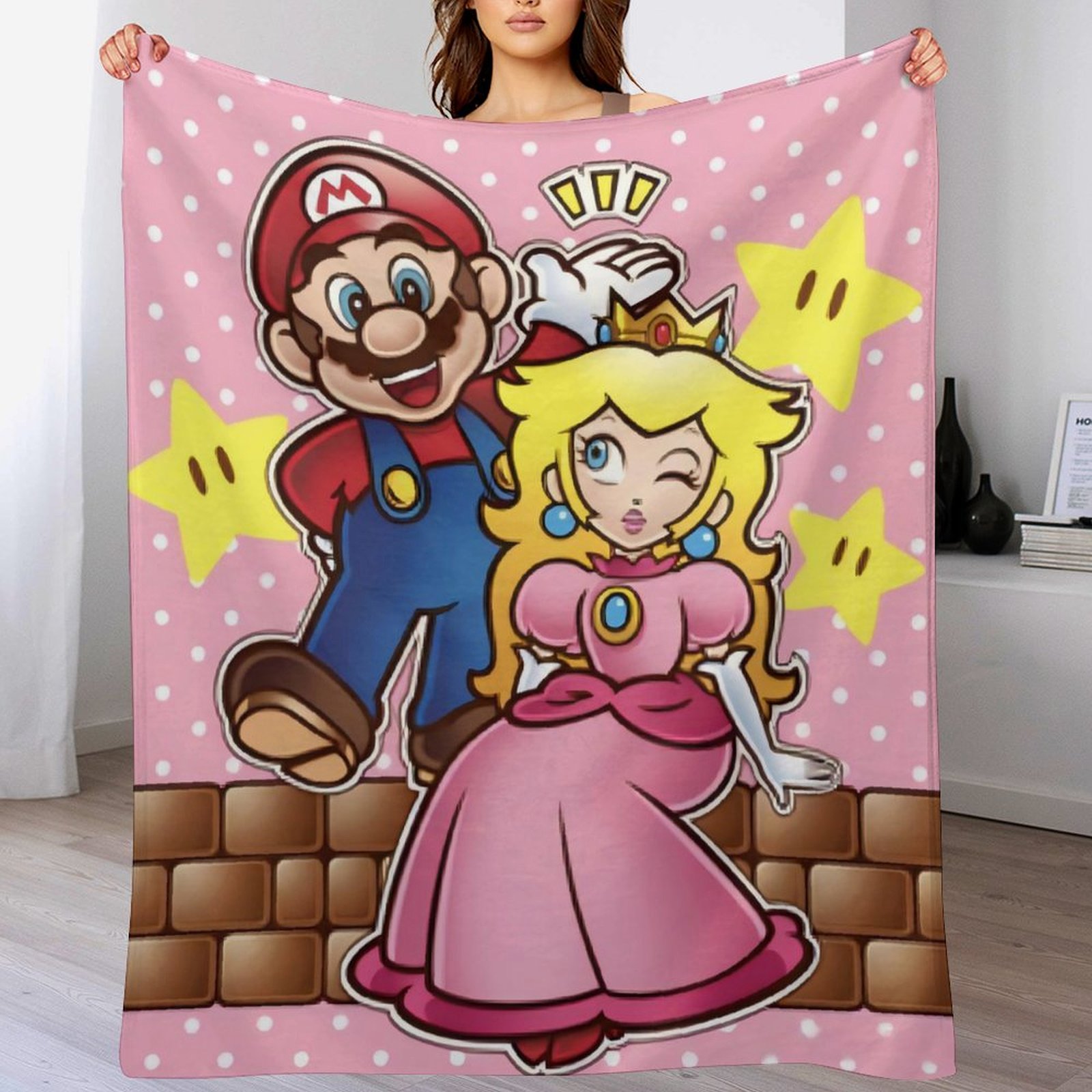 Cozy Cartoon Super Mario Princess Peach Themed Blanket - Ultra-Soft ...