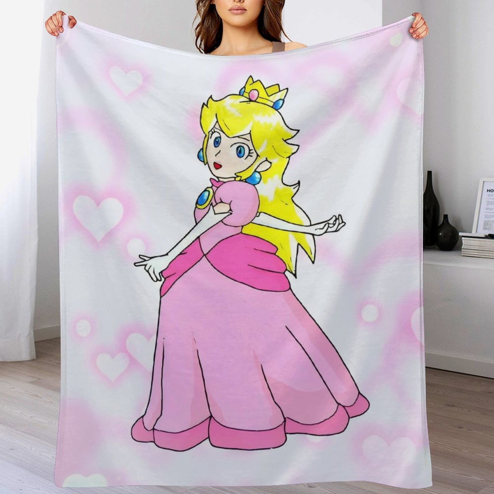 Cozy Cartoon Super Mario Princess Peach Themed Blanket - Ultra-Soft ...