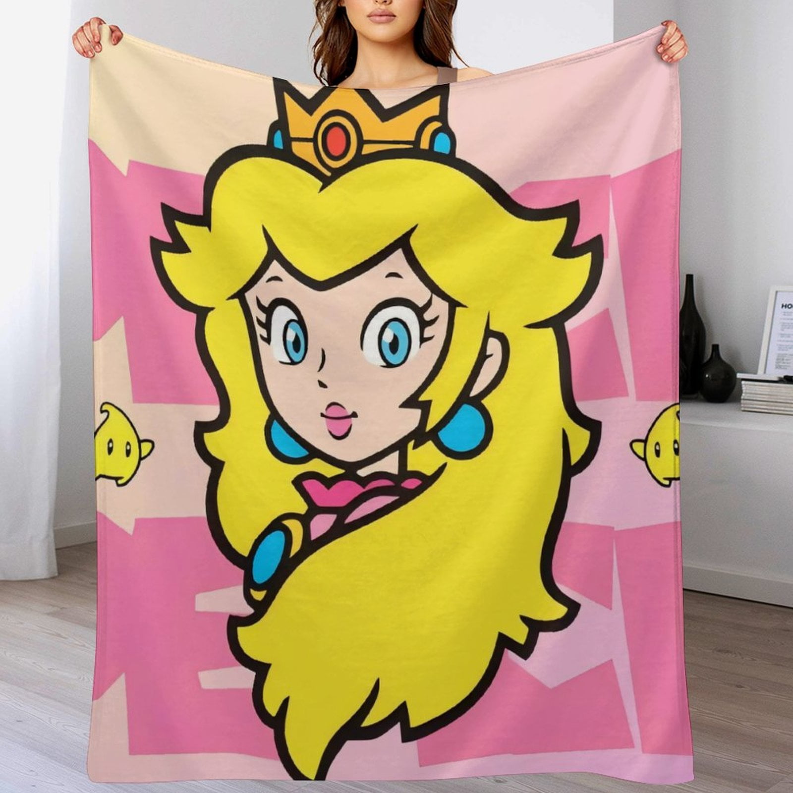 Cozy Cartoon Super Mario Princess Peach Themed Blanket - Ultra-Soft ...
