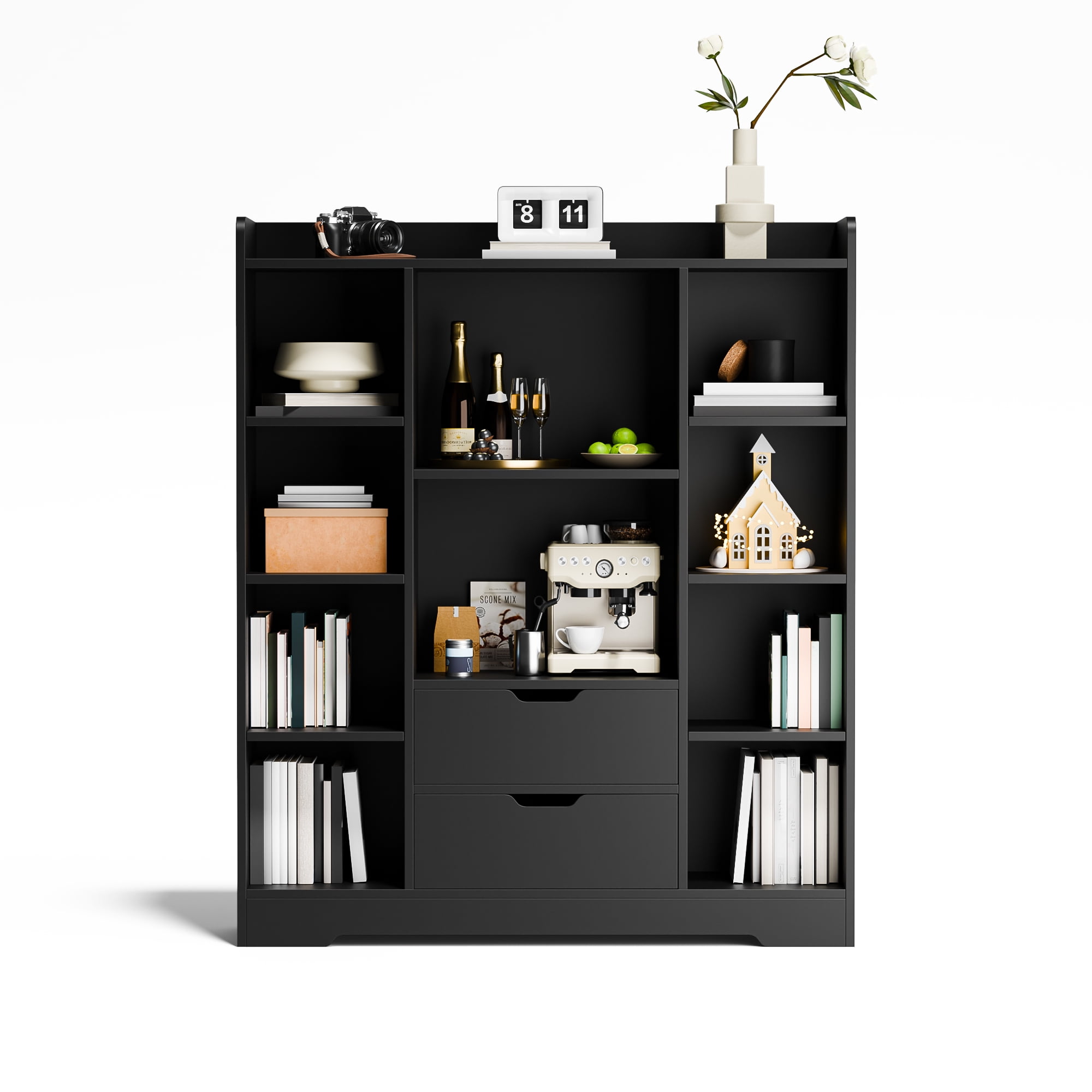 Cozy Castle 39" W x 47" H Storage Bookcase with 10 Cubes and 2 Drawers ...