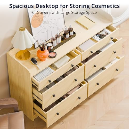 Cozy Castle 6 Drawer Dresser for Bedroom, Large Wood Dressers & Chests ...