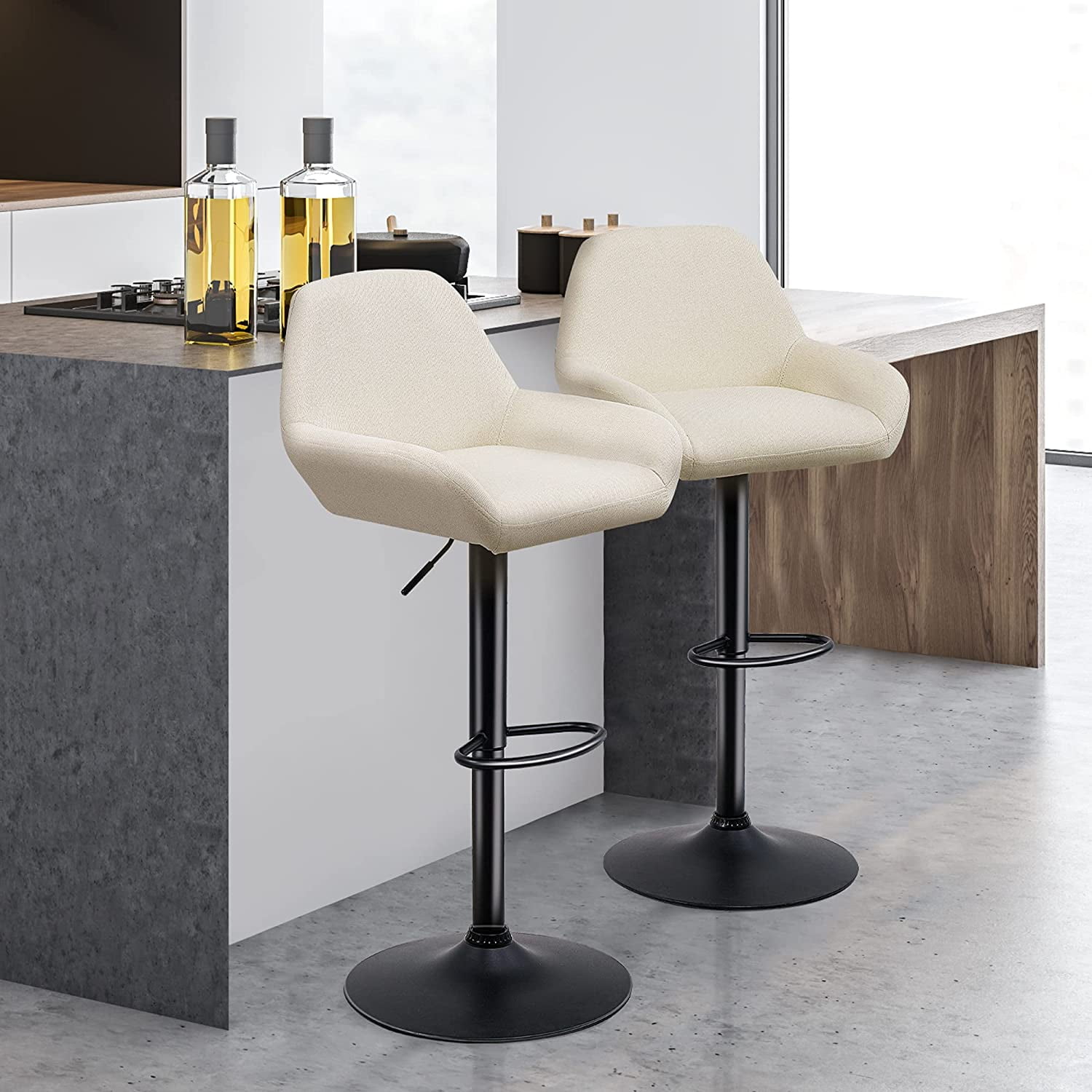 Cozy Castle Bar Stools Set of 2, Swivel Counter Height Bar Stools with ...