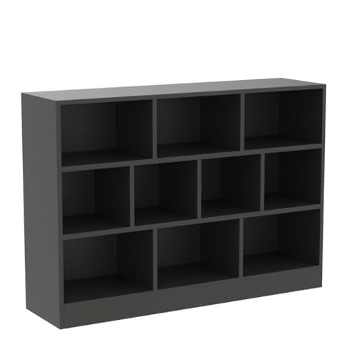 Cozy Castle Black Bookshelf, 3-Tier Open Shelf Bookcase, 10 Cube ...