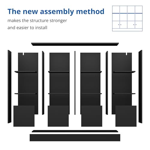 Cozy Castle Black Wood Bookcase,12 Cube Storage Organizer Bookshelf ...