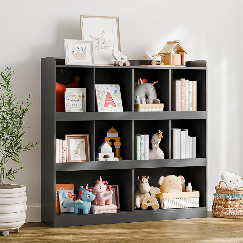 Cozy Castle Bookshelf, 3-Tier Open Bookshelf, 10 Cube Horizontal ...