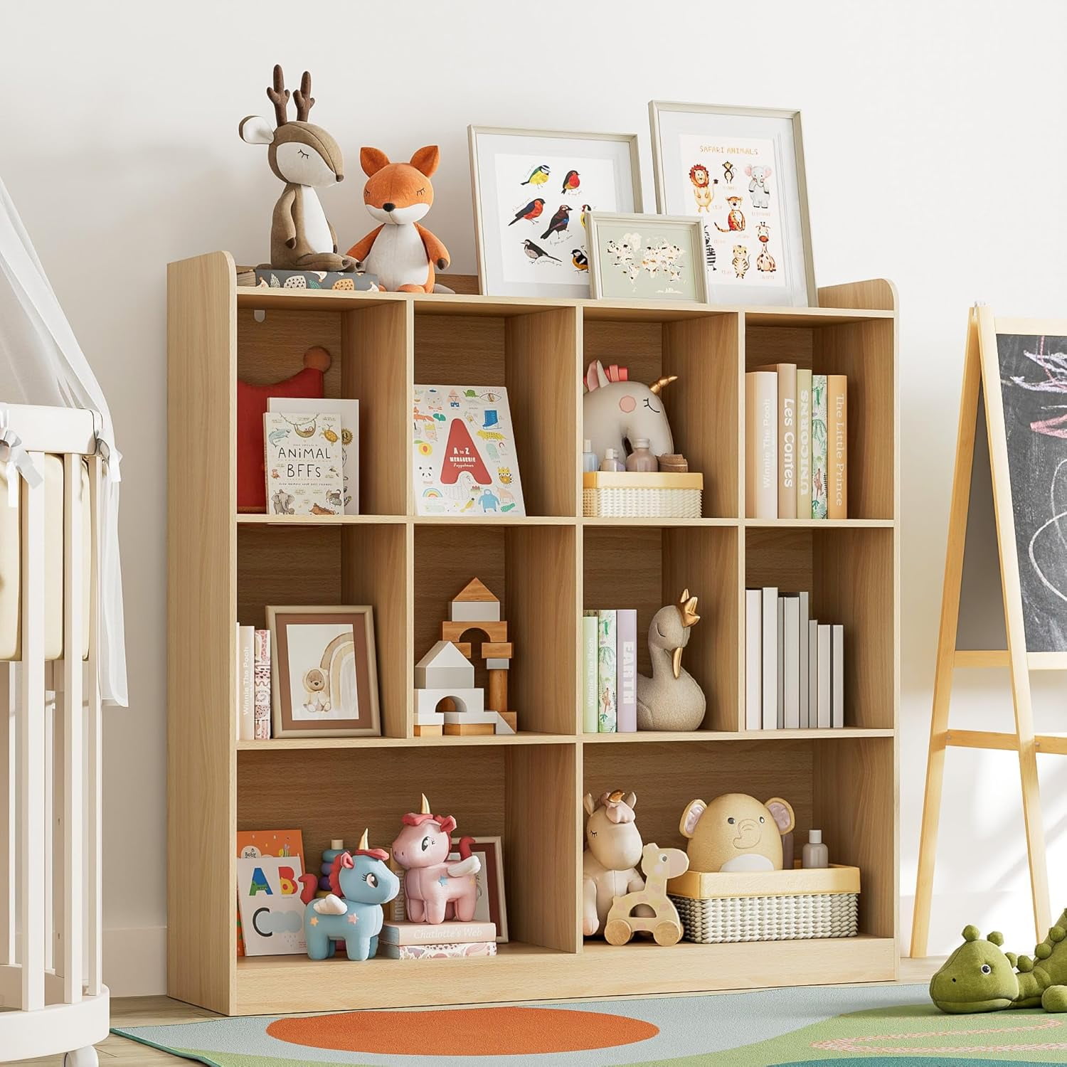 Cozy Castle Bookshelf, 3-Tier Open Bookshelf, 10 Cube Horizontal ...