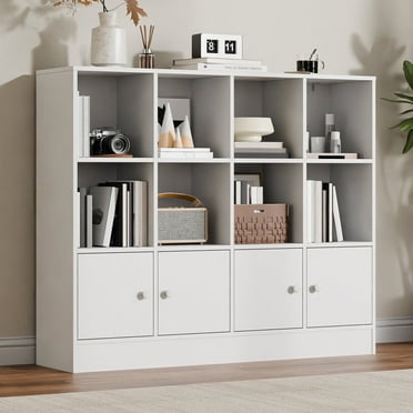 Cozy Castle 3-Piece U-Shaped Bookshelf, 8 Cubes, 4 Doors, Large Storage ...